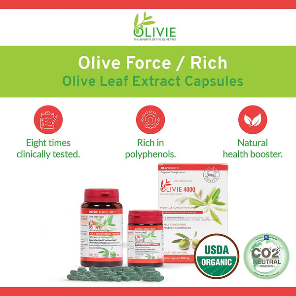 Organic Olive Leaf Extract Capsules Olivie Force/Rich | Antioxidant Po ...